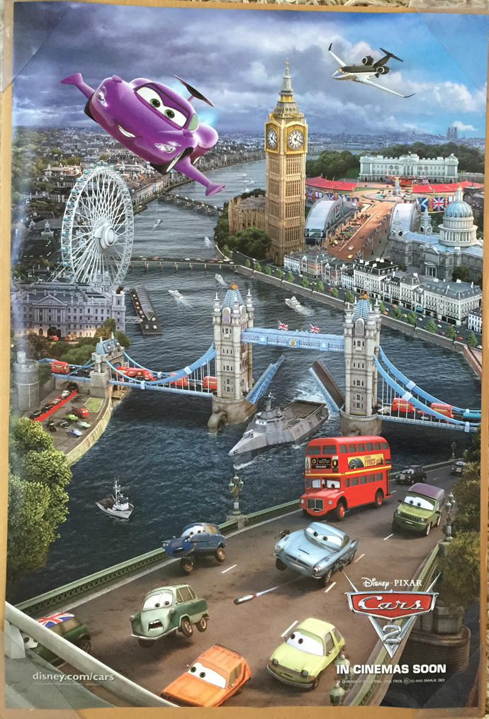 CARS 2 MOVIE POSTER 2 Sided ORIGINAL RARE INTL TRIPTYCH (3 Posters) 27x40 | eBay